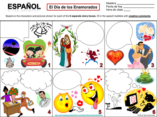 Spanish Valentine's Day Speech Bubble Creative Writing Activity ...
