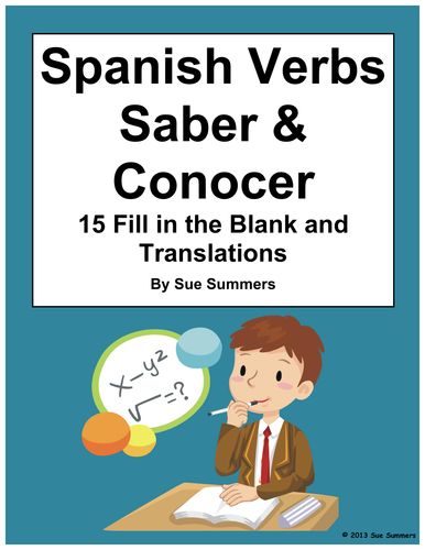 Spanish Verbs Saber and Conocer 15 Fill in the Blank and Translations ...