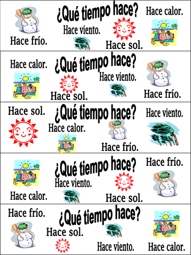 Spanish Weather Bookmarks - Que Tiempo Hace | Teaching Resources