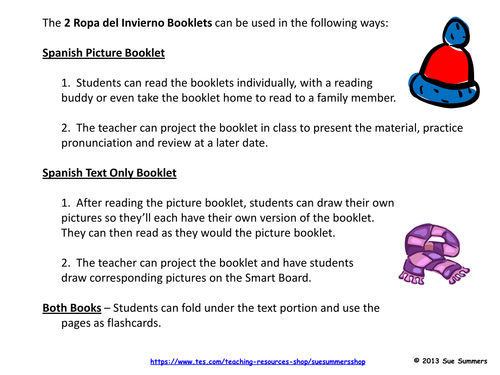 Spanish Winter Clothing 2 Emergent Readers - Ropa del Invierno ...