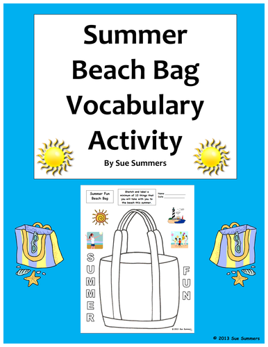 Summer Beach Bag Sketch and Label Vocabulary Activity - English ...