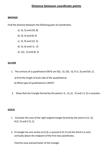 Distance between two coordinate points | Teaching Resources Distance between two coordinate points | Teaching Resources