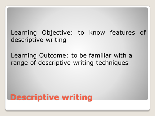 Descriptive writing | Teaching Resources