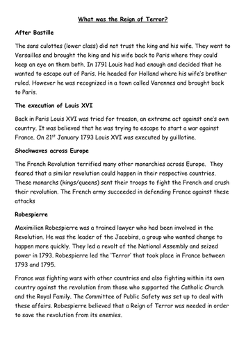 Reign of Terror | Teaching Resources
