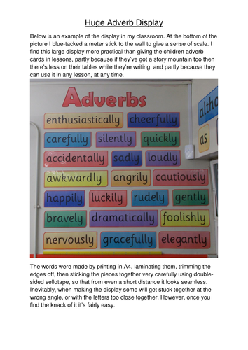 Huge Adverb Display | Teaching Resources