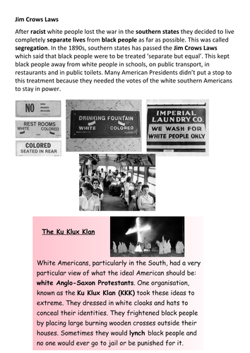 Racism - Humanities GCSE (American History 1945-1975) | Teaching Resources