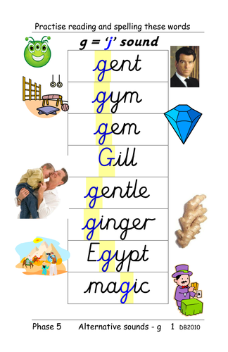 Phase 5: alternative pronunciations of 'g', - soft 'g', [as in age ...