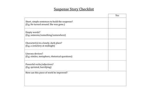 Suspense Checklist | Teaching Resources