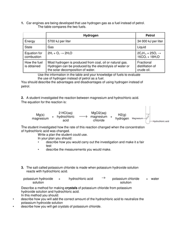 AQA C2 6 Mark Questions + Answers | Teaching Resources AQA C2 6 Mark Questions + Answers | Teaching Resources