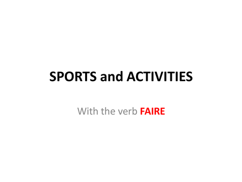 Sports and activities using faire in French | Teaching Resources