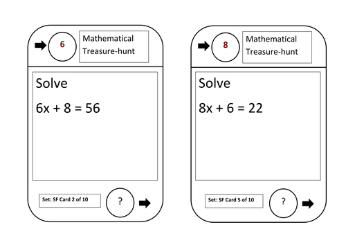 Solving Equations Treasure Hunt | Teaching Resources