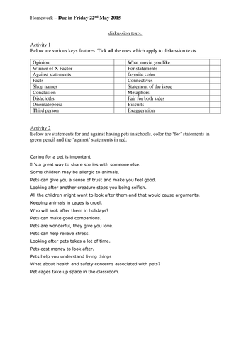 Discussion text checklist by krisgreg30 - Teaching Resources - TES