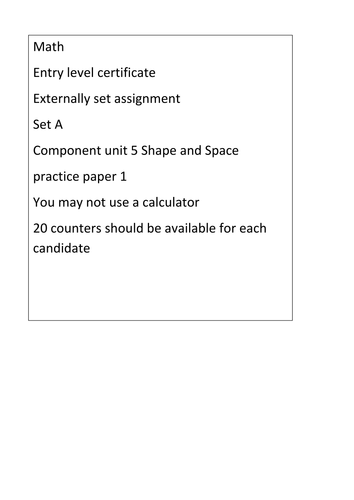 Entry level certificate math unit 5 ESA | Teaching Resources