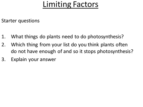 B2 2.2 Limiting Factors | Teaching Resources