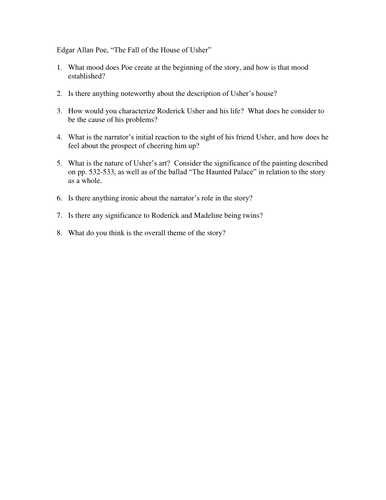 The Fall of the House of Usher by Edgar Allen Poe | Teaching Resources