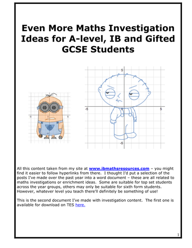 Even More Math Investigation Ideas - 80 page pdf | Teaching Resources