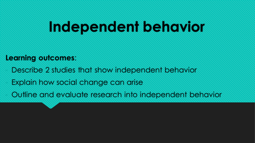 Independent Behavior (Resisting pressure to conform/obey) Lesson ...