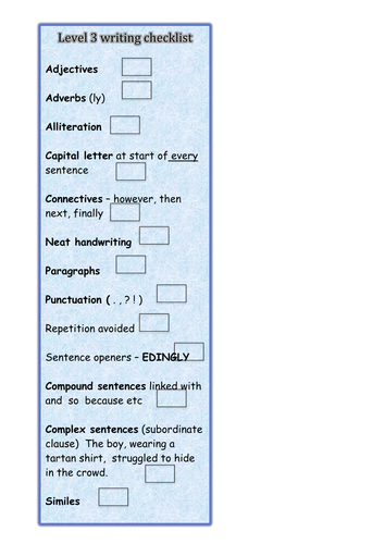 A Level writing checklist by anyholland - Teaching Resources - TES