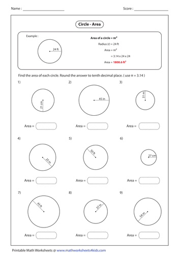 Finding area of the circles - Race activity | Teaching Resources
