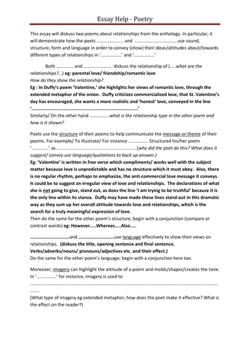 Essay template for Edexcel English Literature Poetry | Teaching Resources