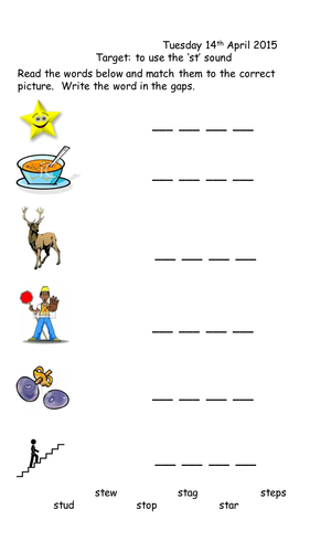 St Worksheet (beginning sound) by joop09 - UK Teaching Resources - TES