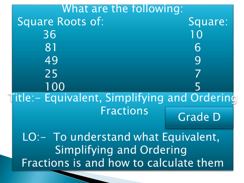 Equivalent fractions and simplifying fractions by lhickey1610 - UK ...
