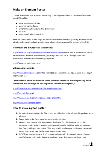 Make an Element Poster instructions KS3 | Teaching Resources