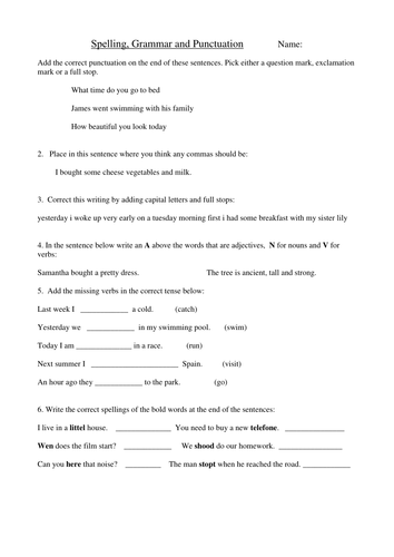 SPAG (Spelling, Punctuation and Grammar) 6-7 year olds | Teaching Resources SPAG (Spelling, Punctuation and Grammar) 6-7 year olds | Teaching Resources