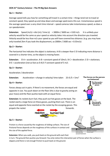OCR 21st Century Science P4 Explaining Motion Revision Quiz | Teaching ... OCR 21st Century Science P4 Explaining Motion Revision Quiz | Teaching ...