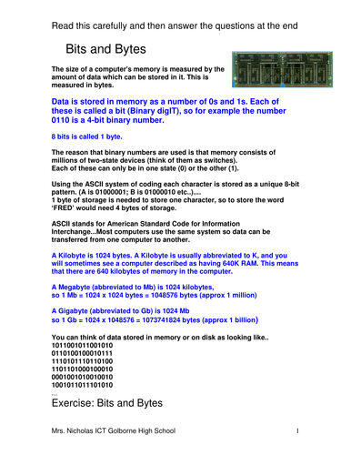 Bits and Bytes | Teaching Resources