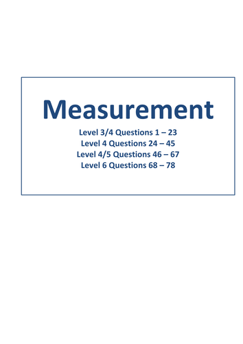 Measurement KS2 Sats Past Paper Questions incl level 6 | Teaching Resources