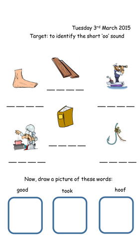 Short 'oo' worksheet phonics by joop09 - Teaching Resources - TES