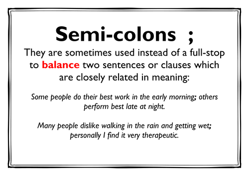 Higher Level Punctuation Display | Teaching Resources