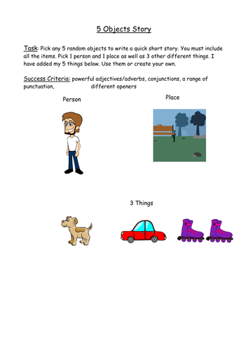 Creative Writing 5 Objects | Teaching Resources
