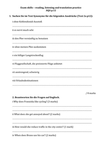verschmutzung-exam-style-questions-teaching-resources