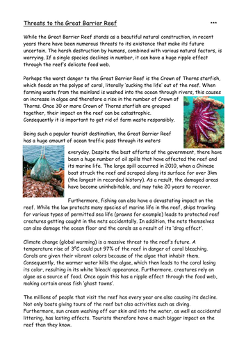 Great Barrier Reef Threats | Teaching Resources