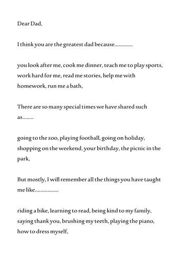 Father's Day Letter Writing Frame and flipchart | Teaching Resources