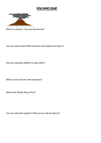 Volcanoes Quiz | Teaching Resources