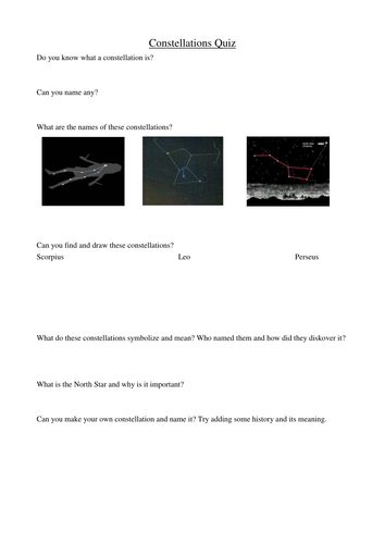 Constellations Quiz | Teaching Resources