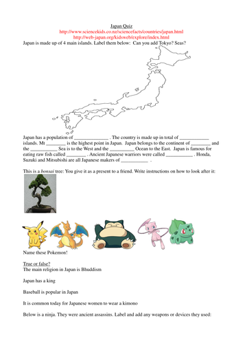 Japan Quiz | Teaching Resources