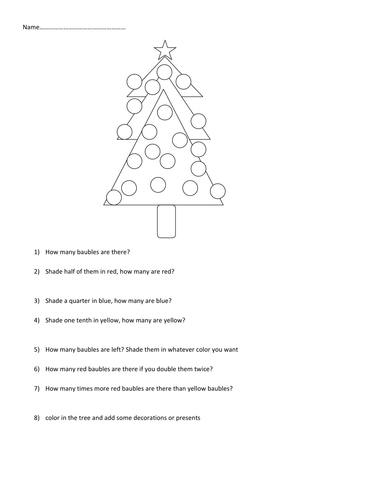 Christmas Baubles Counting, Doubling and Fractions | Teaching Resources