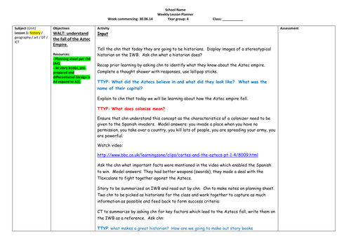 Fall of the Aztec Empire Year 4 | Teaching Resources