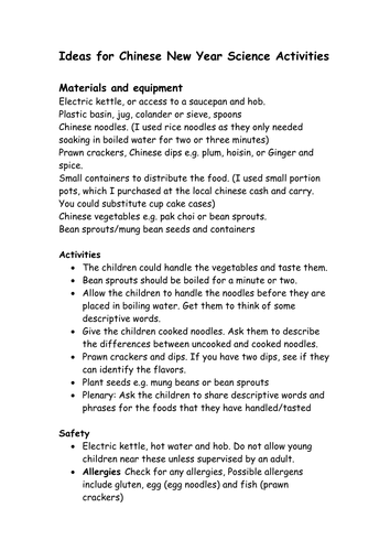 Ideas for Chinese New Year Science | Teaching Resources