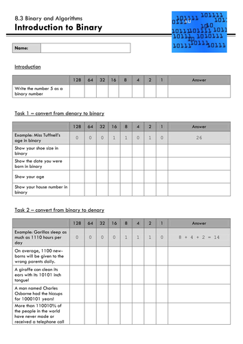Introduction to binary | Teaching Resources Introduction to binary | Teaching Resources