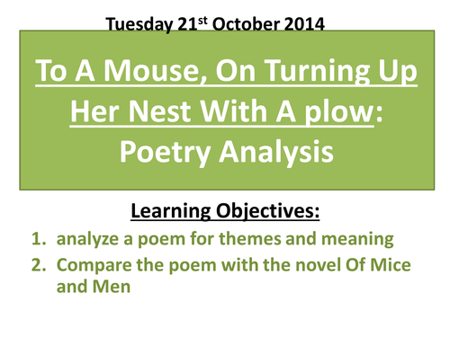 Of Mice and Men - To a Mouse (R. Burns) | Teaching Resources
