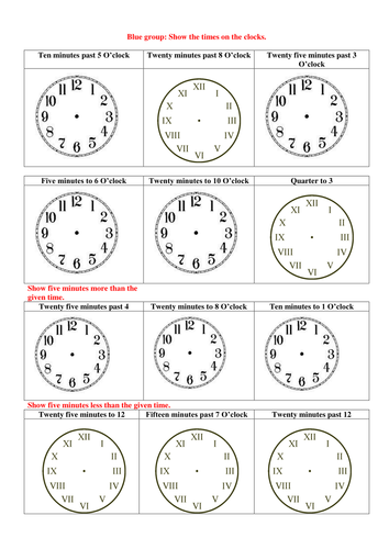 Analog time: numbers 1-12 and roman numerals | Teaching Resources