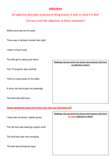 Find the Adjectives! | Teaching Resources