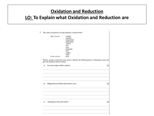 Oxidation and reduction | Teaching Resources