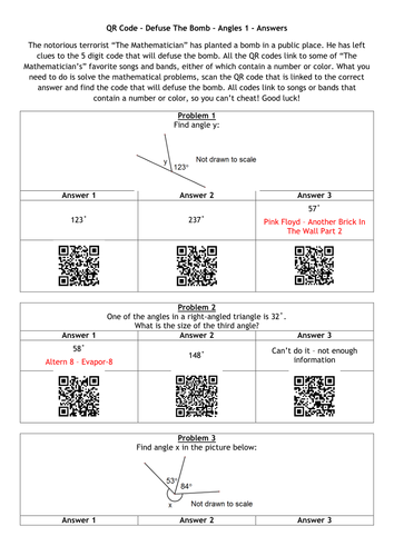 QR Code Defuse The Bomb - Angles | Teaching Resources