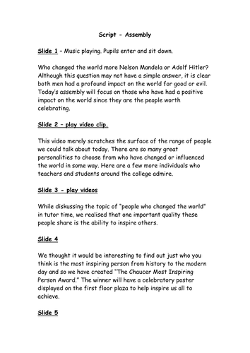 Assembly presentations | Teaching Resources